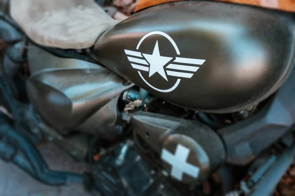 Medic motorcycle with the emblem of the American army. The concept of ...