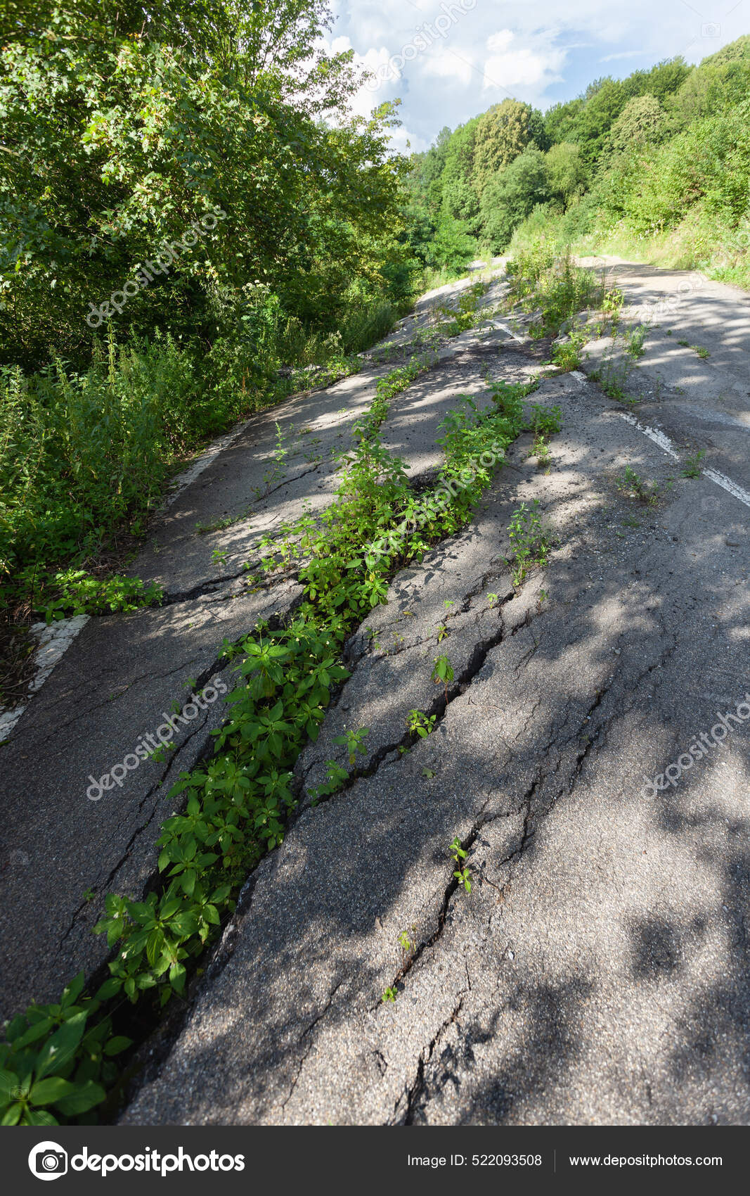 Swollen Asphalt Destroyed Road Consequences Natural Cataclysm Landslide ...