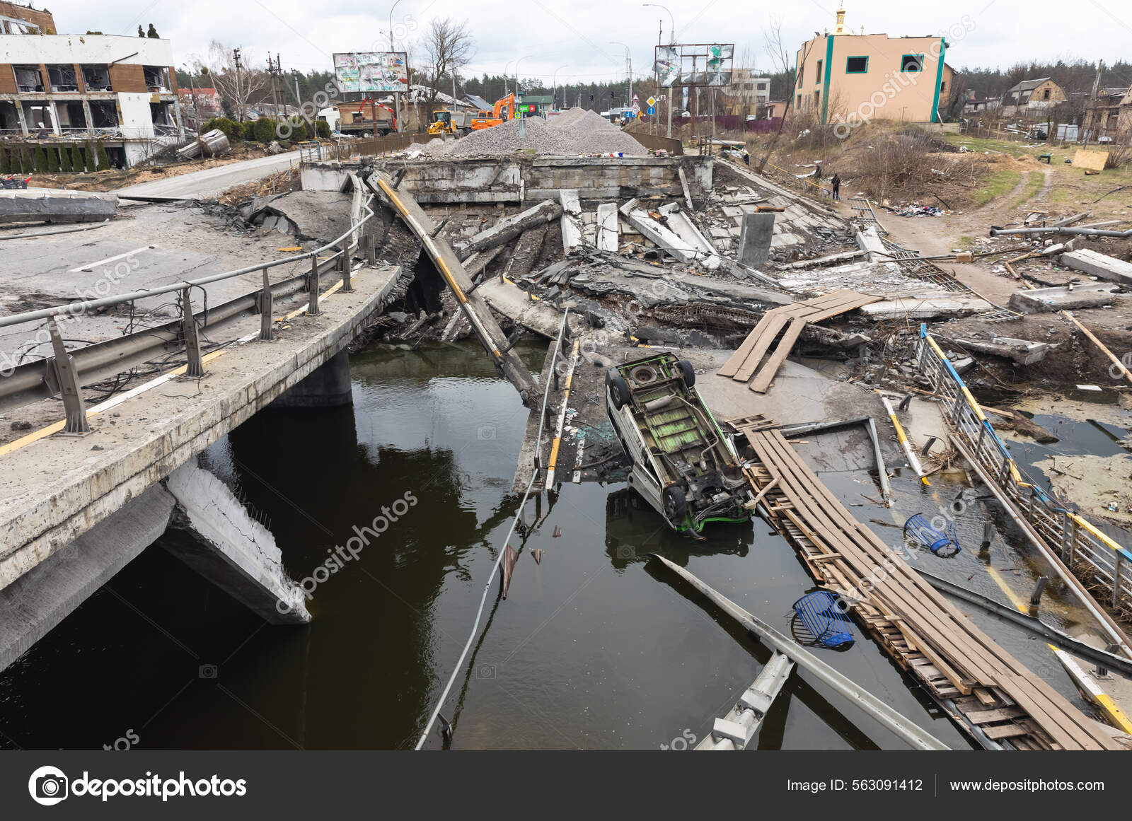 Irpin Ukraine Apr 2022 Destroyed Bridge Irpin River Entrance City ...