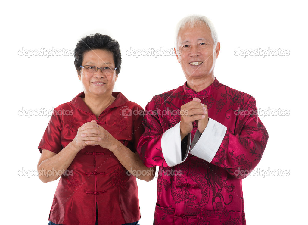 Gong xi fa cai senior chinese new year couple — Stock Photo © yuliang11 ...