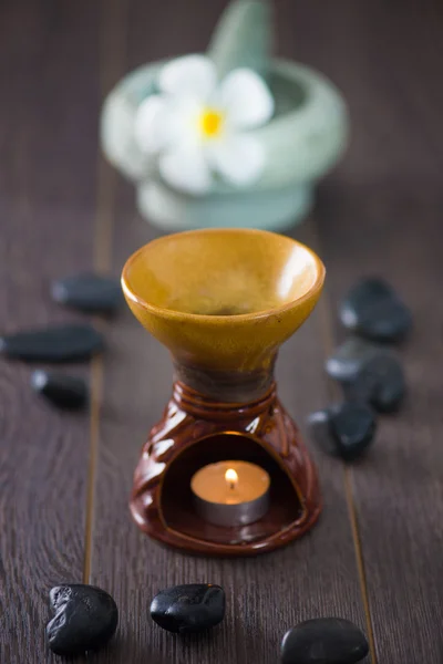 Frangipani spa and aroma therapy treatment with hot rocks - Stock Image ...