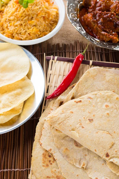Chapati or Flat bread, Indian food, made from wheat flour dough ...