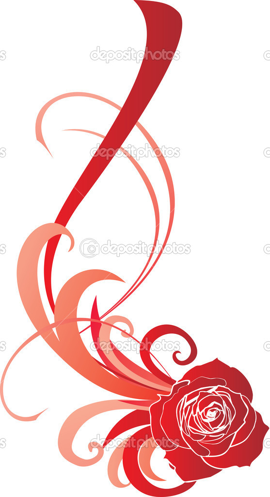 Rosa roja con imagen vector ornamento Vector de stock #24962897 de ©cherju