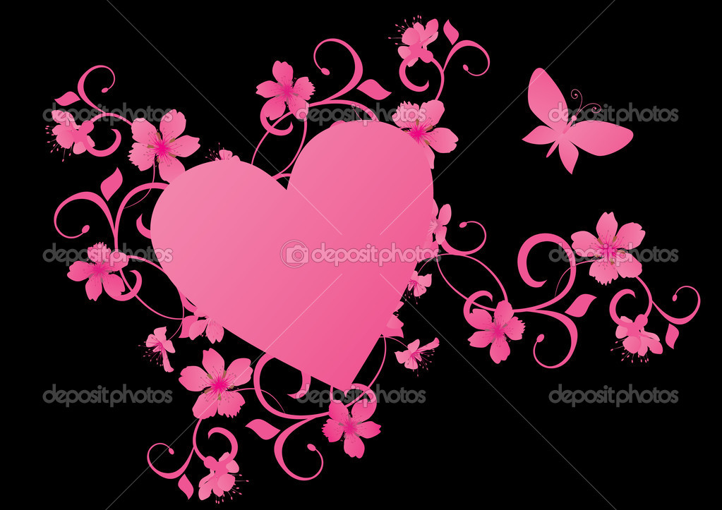 Vector pink curved heart Stock Vector by ©cherju 24984797
