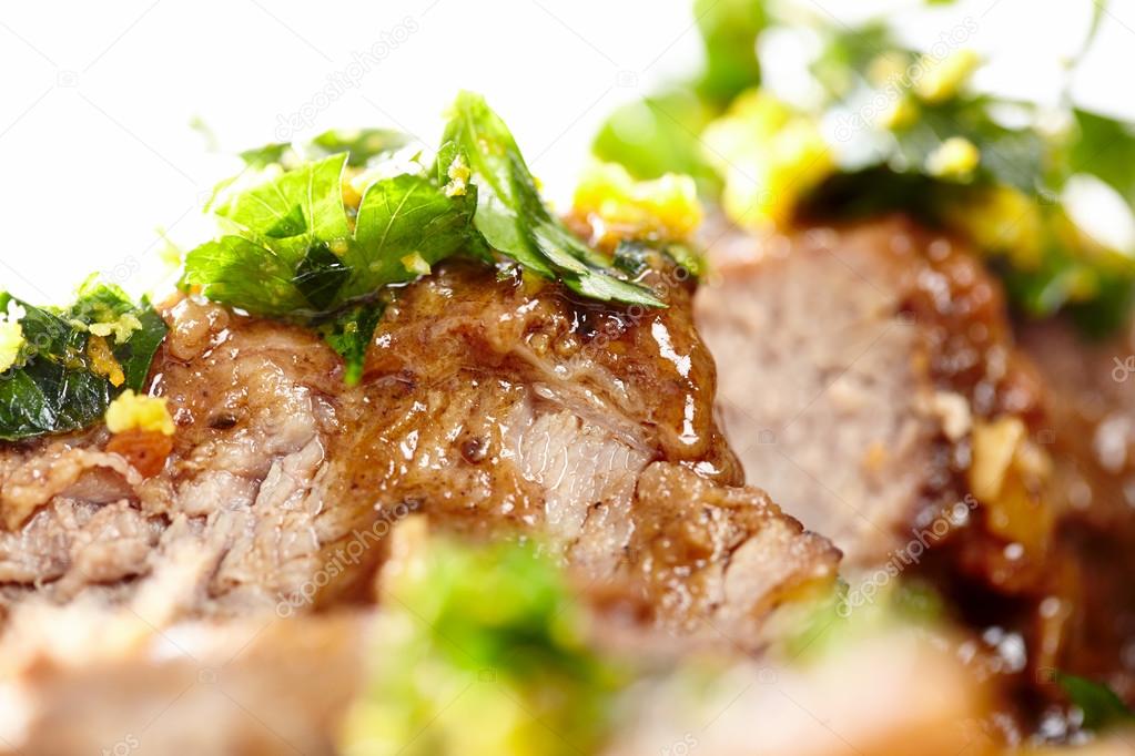 Slow cooked shin beef with orange gremolata Stock Photo by ©Xalanx 38045803
