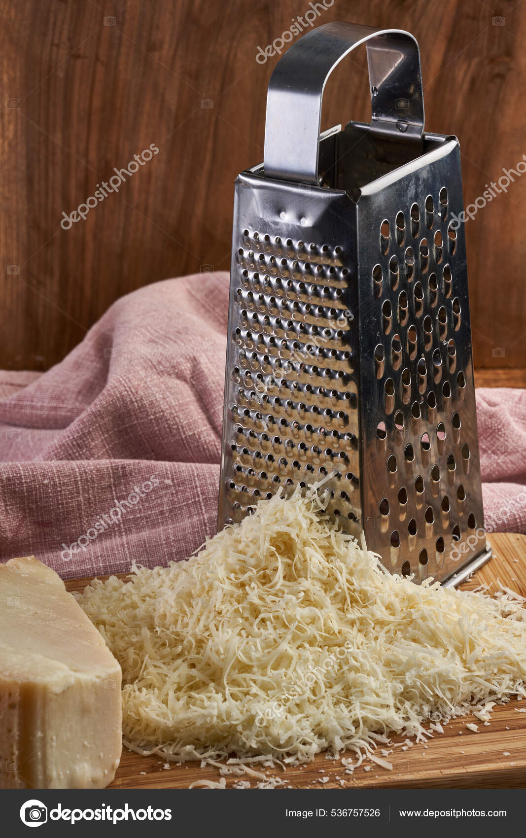 Portion Parmesan Grated Large Block Parmigiano Reggiano — Stock Photo ...