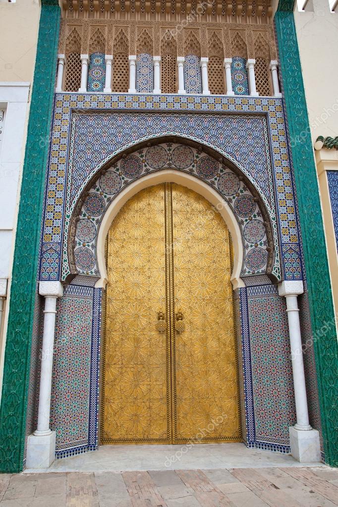Golden gate of the Royal Palace in Fes, Morocco Stock Photo by ...