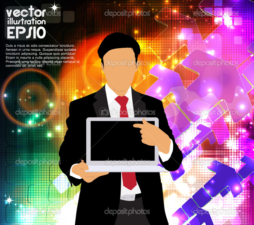 Businessman with laptop Stock Vector by ©zeber2010 33343955