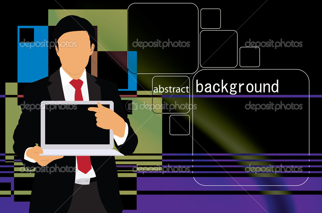 Businessman with laptop computer Stock Vector Image by ©zeber2010 #33882051