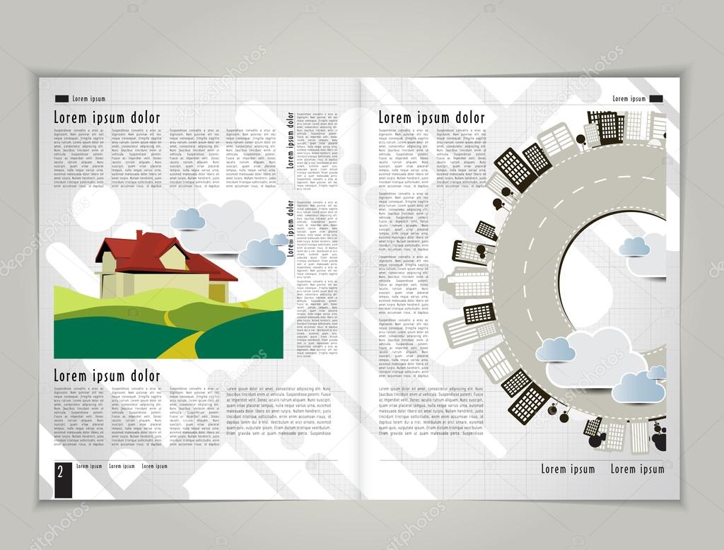 Magazine layout with buildings design Stock Vector Image by ©zeber2010 ...