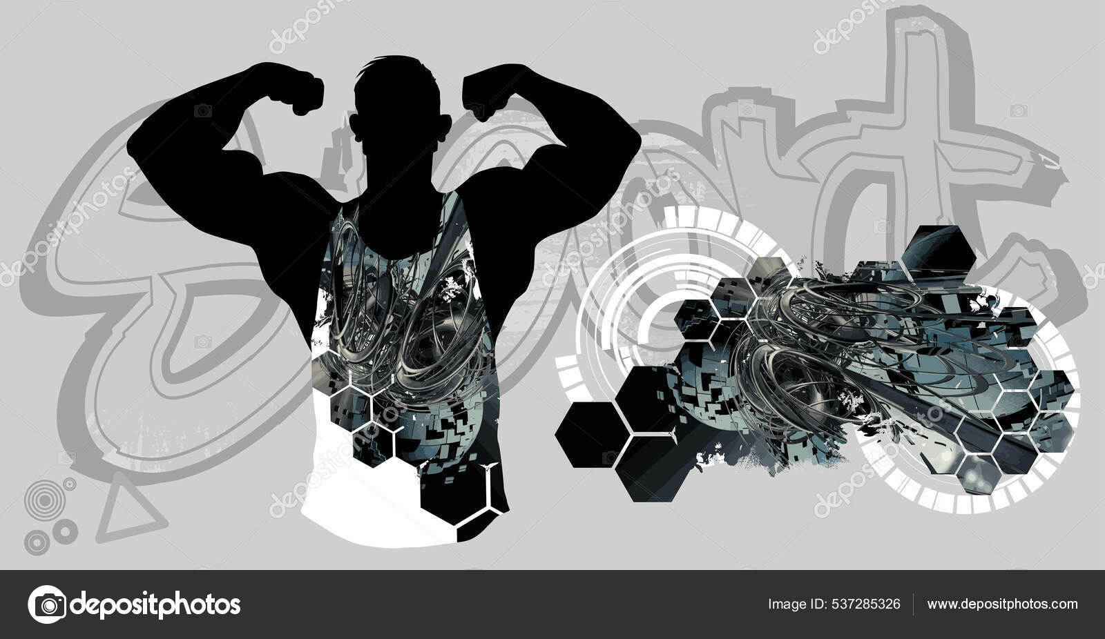 Strong Muscular Man Abstract Background Vector Stock Vector by ...