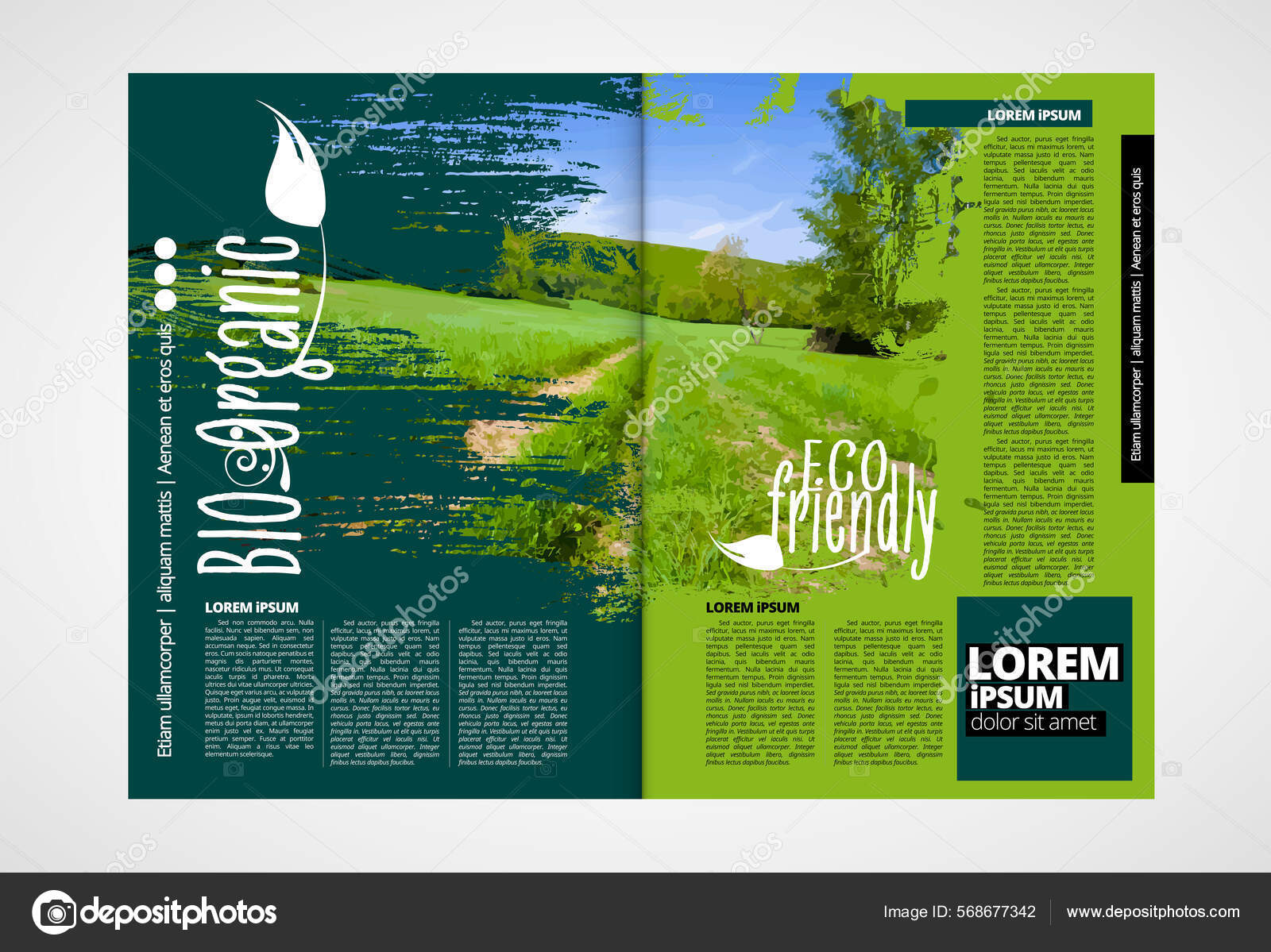 Eco Brochure Layout Nature Landscape Background Vctor Illustration ...