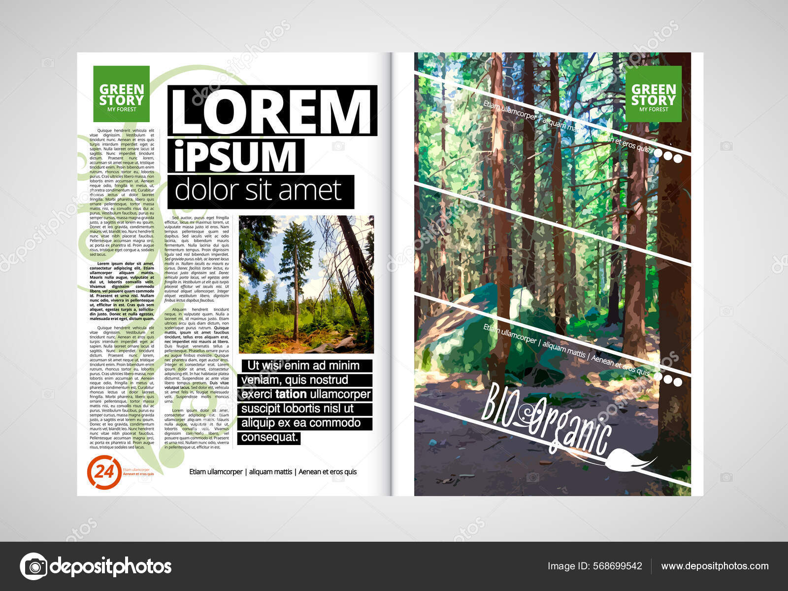 Eco Brochure Layout Nature Landscape Background Vctor Illustration ...