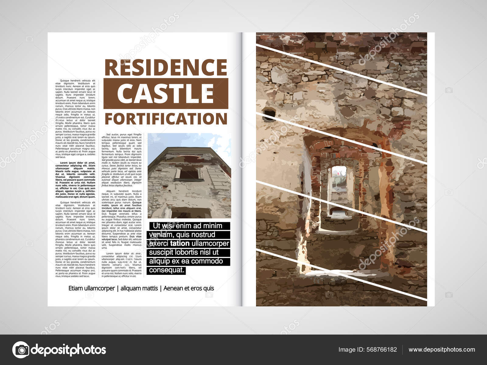 Brochure Layout Old Castle Background Vctor Illustration Ready Use ...