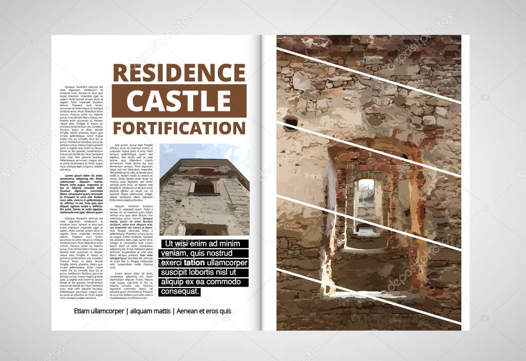 Brochure Layout Old Castle Background Vctor Illustration Ready Use ...