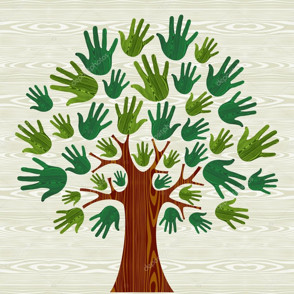 Eco Friendly Tree Hands — Stock Vector © Cienpies 14137522
