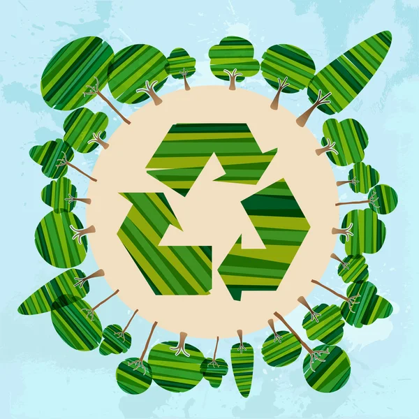 Planet Earth Flat Cartoon Illustration Green Tree Forest Environment ...