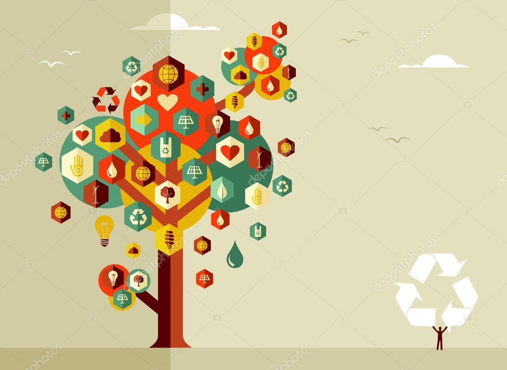 Sustainable life tree — Stock Vector © cienpies #27642627