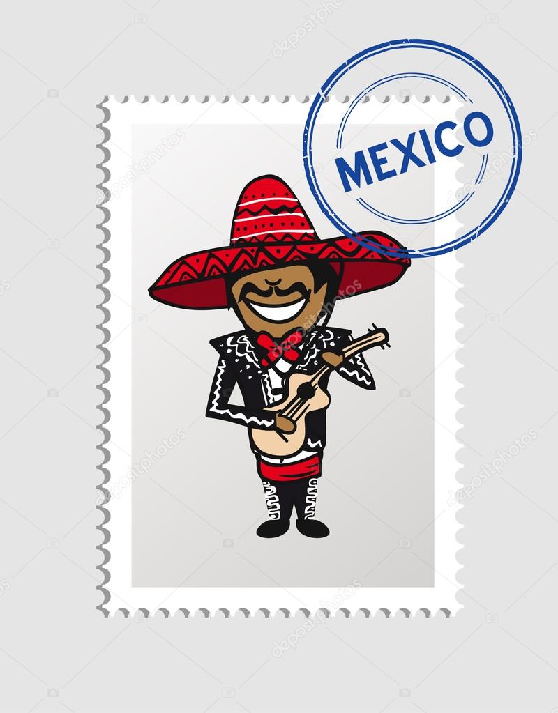 Sello postal mexicano de persona de dibujos animados Vector de stock ...