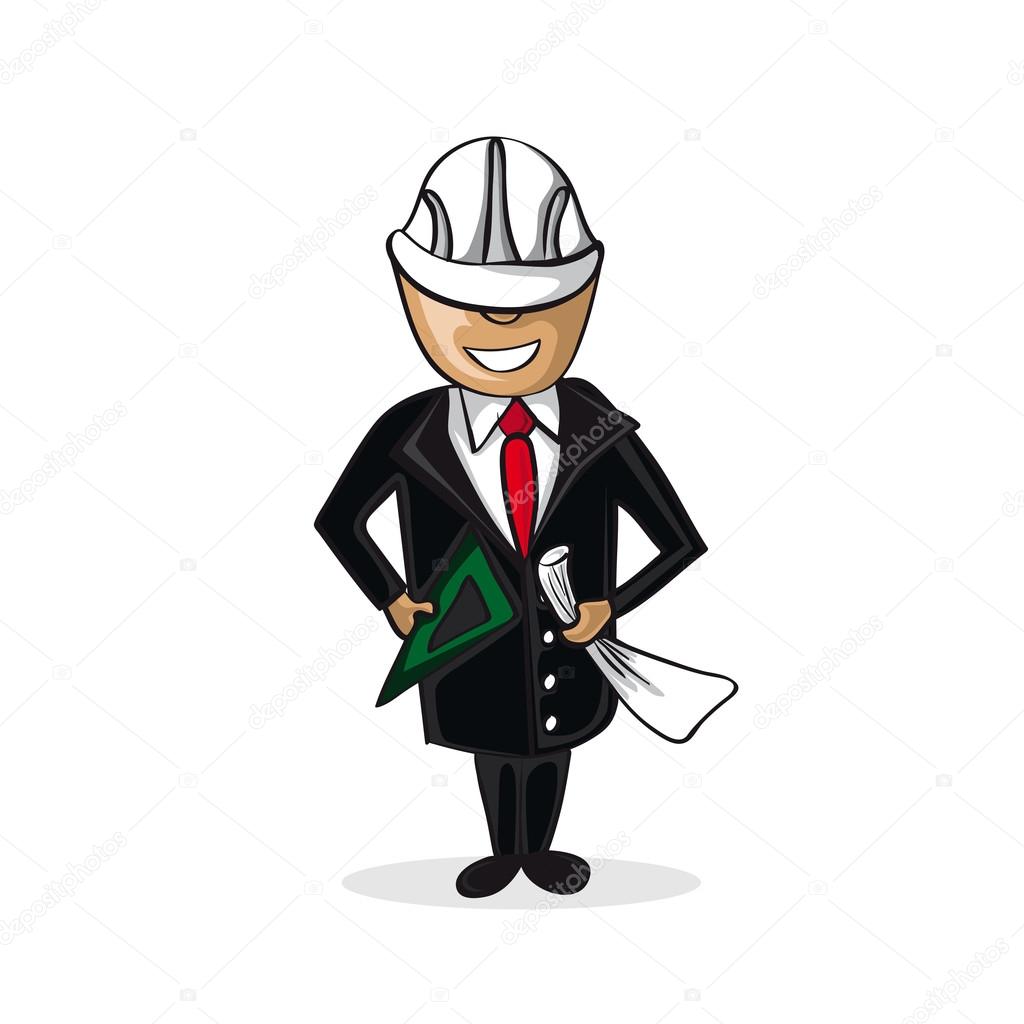 Figur kartun arsitek profesional . Vektor Stok oleh ©cienpies 29914001