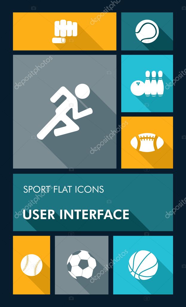 Colorful sport UI apps user interface flat icons. Stock Vector Image by ...