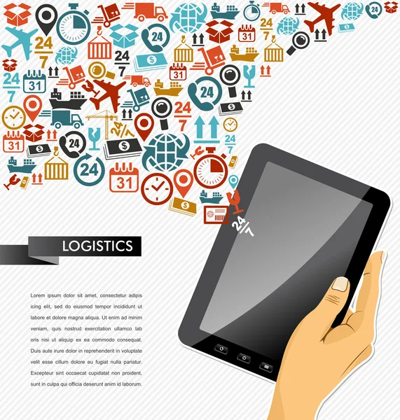 Human hand global colorful shipping icons composition. Stock Vector ...