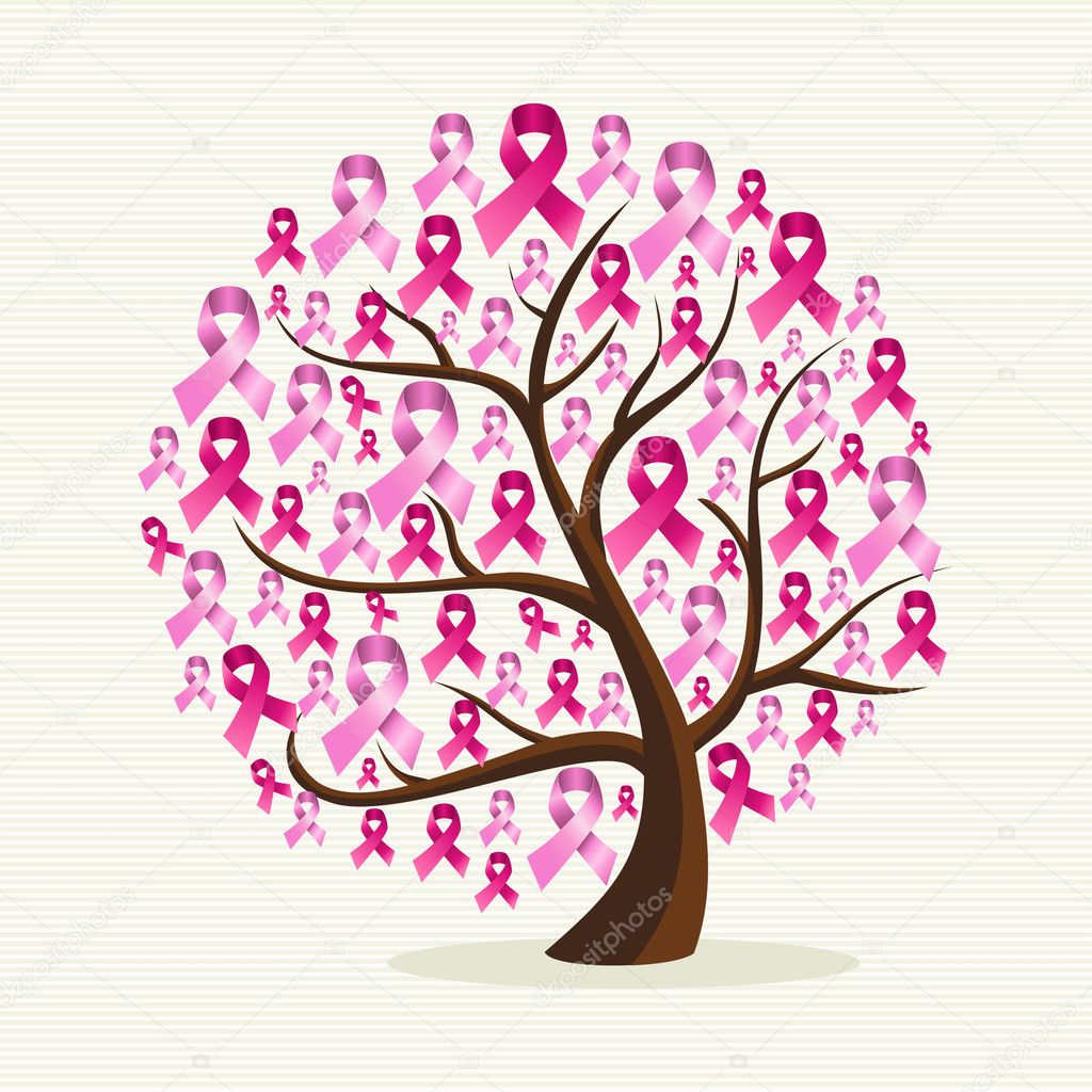 Breast cancer awareness pink ribbons conceptual tree EPS10 file ...