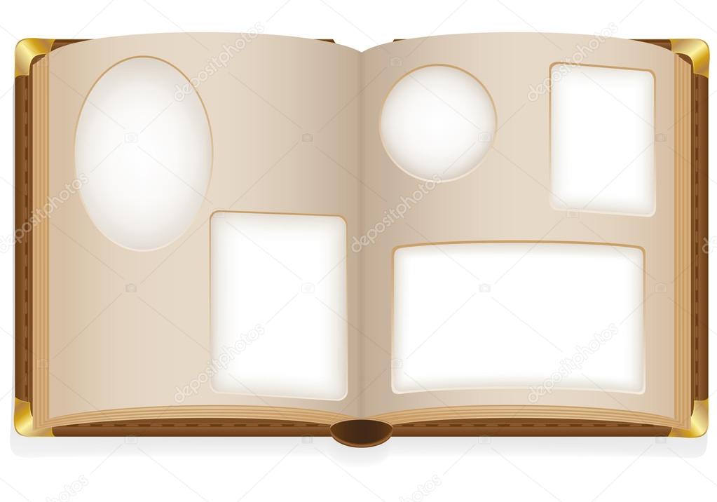 Old open photo album with blank photos illustration — Stock Photo ...