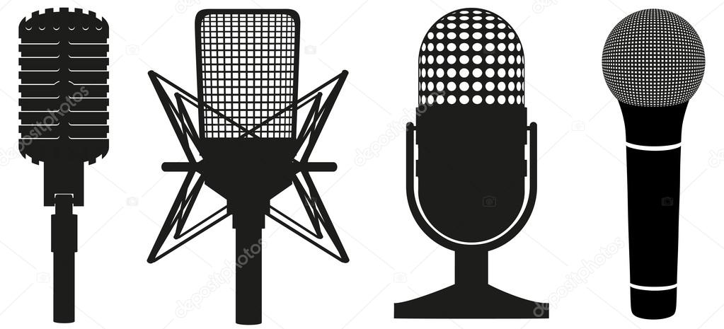 Conjunto De Iconos Del Micrófono Ilustración Vectorial — Vector De