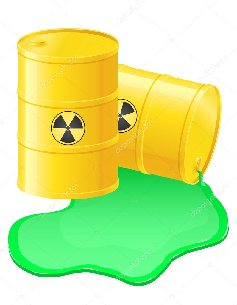 Yellow barrels spilled radioactive waste vector illustration Stock ...