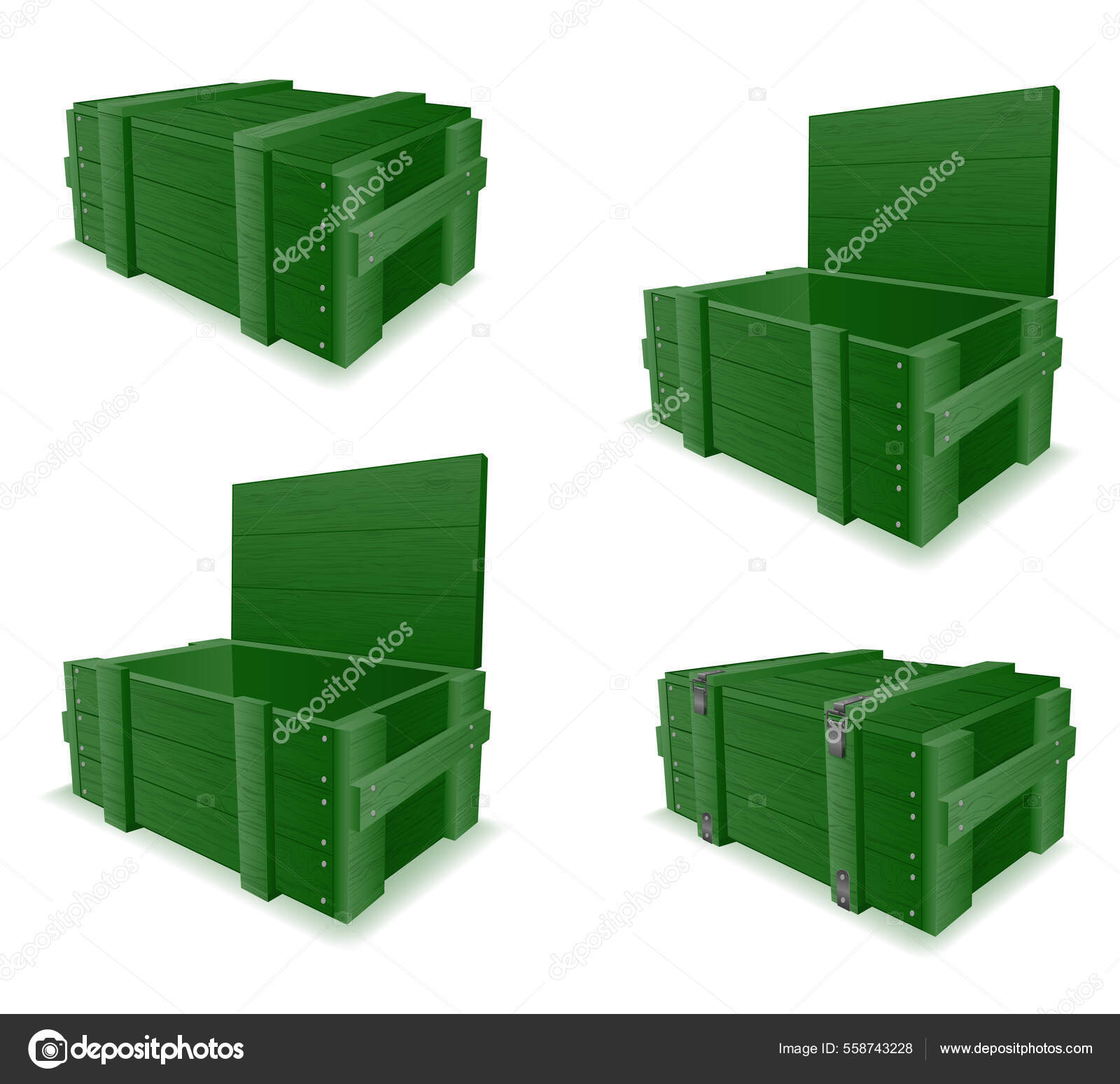 Army Wooden Box Weapons Ammunition Vector Illustration Isolated White ...
