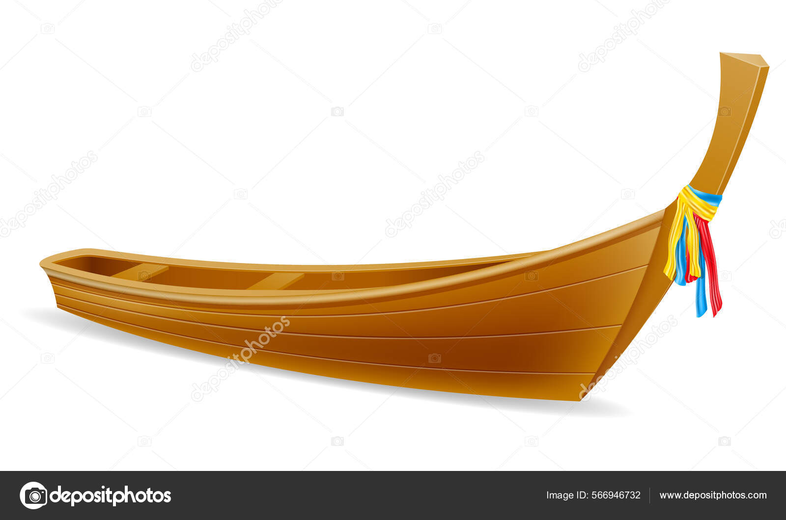 Tradisional Thai Vektor Perahu Kayu Ilustrasi Terisolasi Pada Latar ...