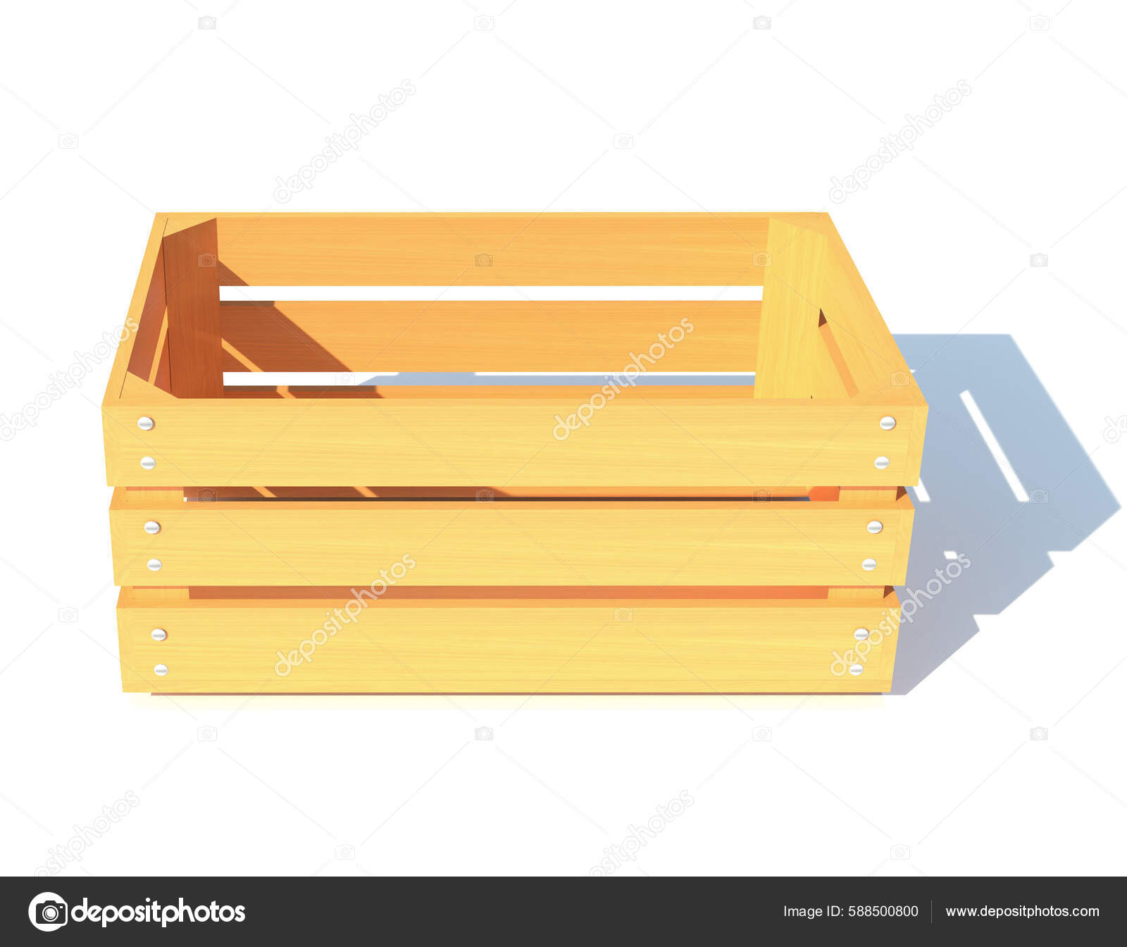 Wooden Box Container Render Illustration Isolated White Background ...