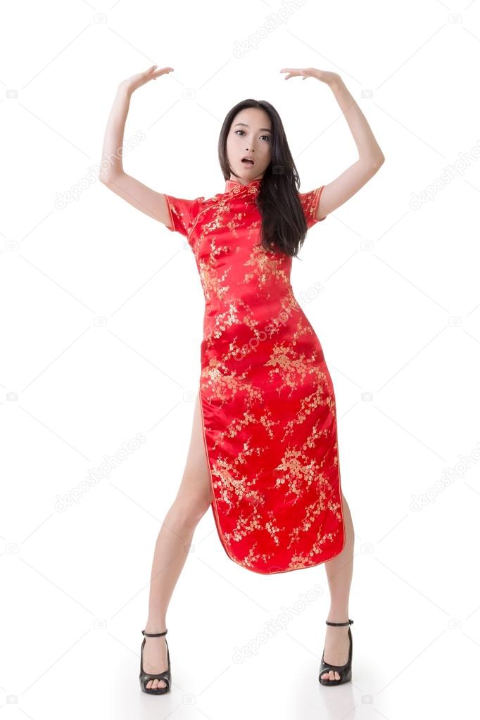 Sexy Robe Femme Chinoise Cheongsam Traditionnelle — Photographie Elwynn