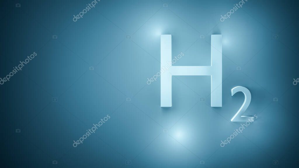 Una señal de fondo H2 para Hydrogen Energy. Ilustración 3D 2024