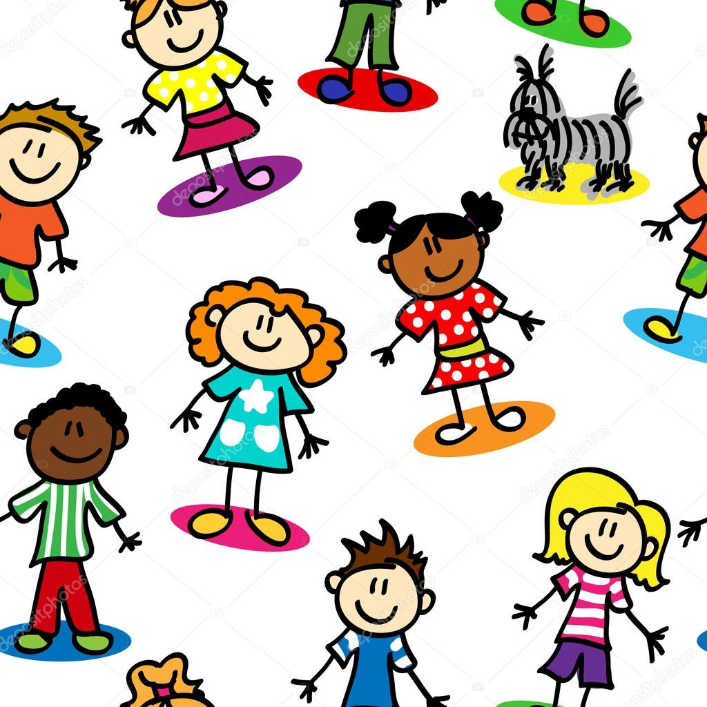Stick Kids Playing Clip Art