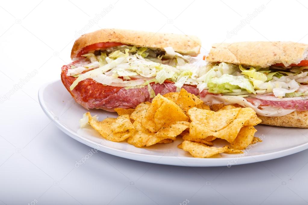 Sub Sandwich with Tortilla Chips Stock Photo by ©dbvirago 27885155