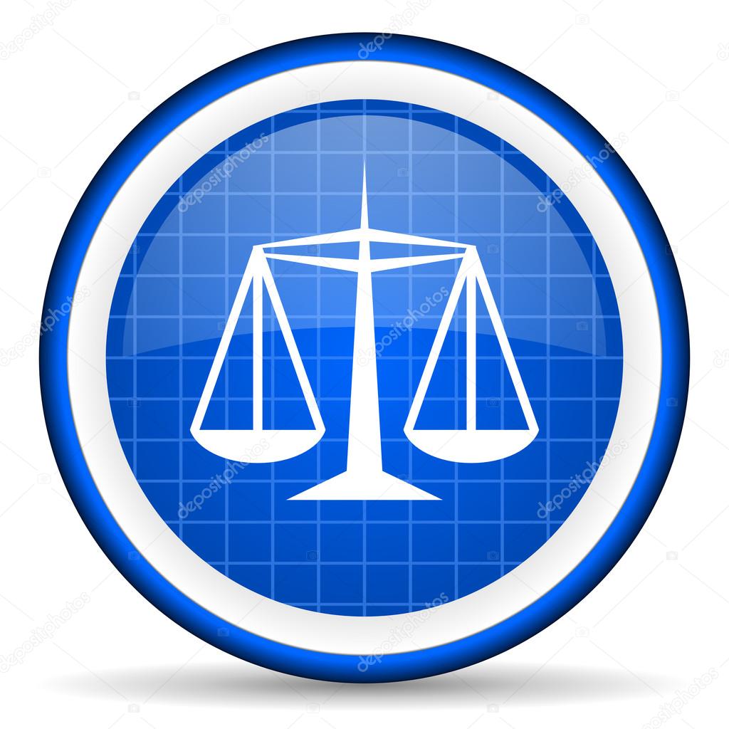 Justice blue glossy icon on white background — Stock Photo © alexwhite ...