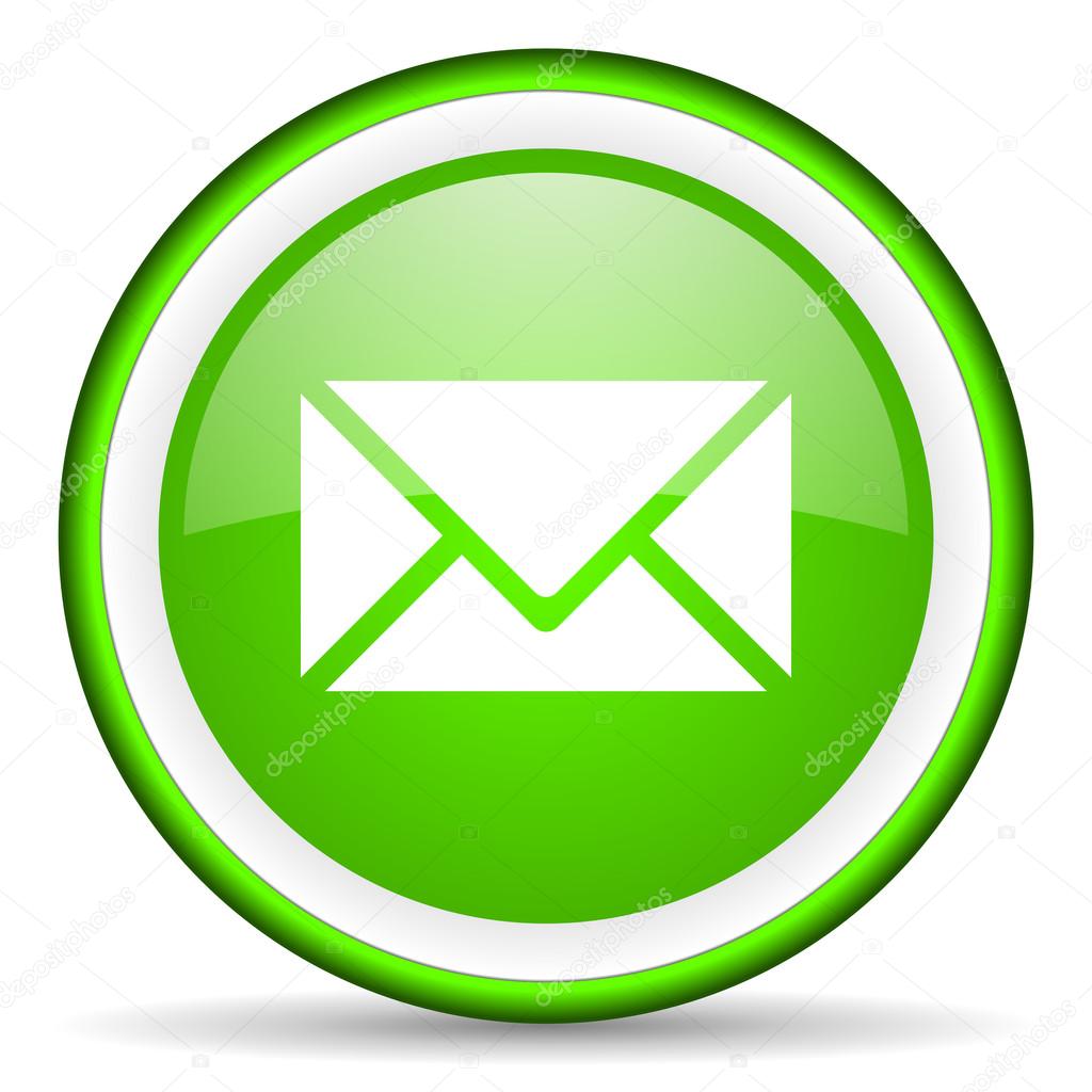 Icono brillante correo verde sobre fondo blanco — Foto de stock ...