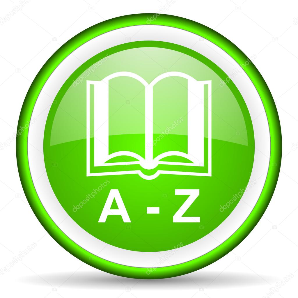 Dictionary green glossy icon on white background Stock Photo by ...