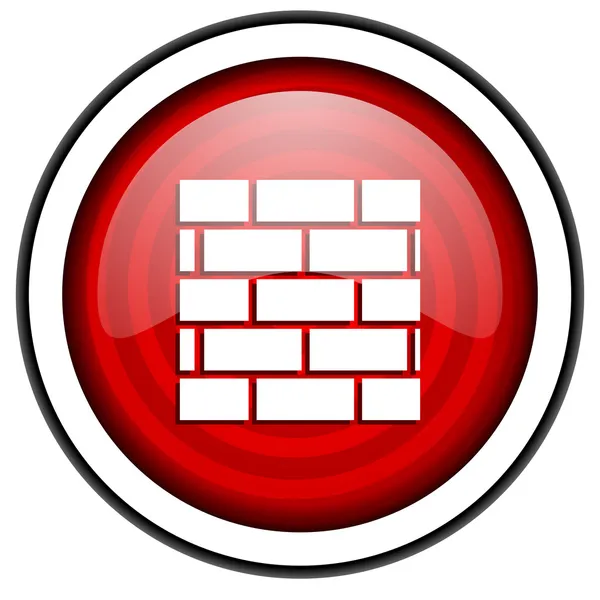 Firewall red circle glossy web icon on white background — Stock Photo ...