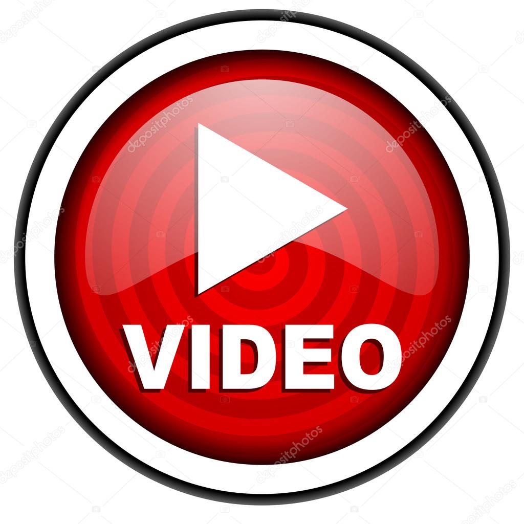 Video red glossy icon isolated on white background — Stock Photo ...