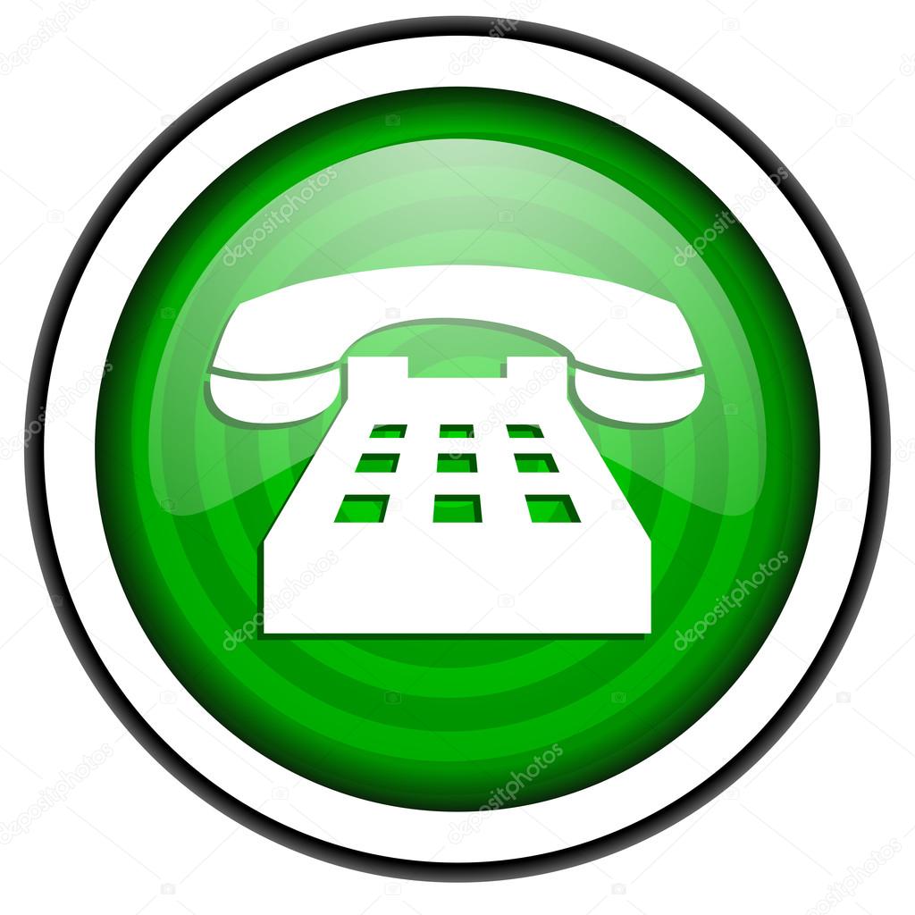 icono del teléfono verde brillante aislado sobre fondo blanco — Foto de ...