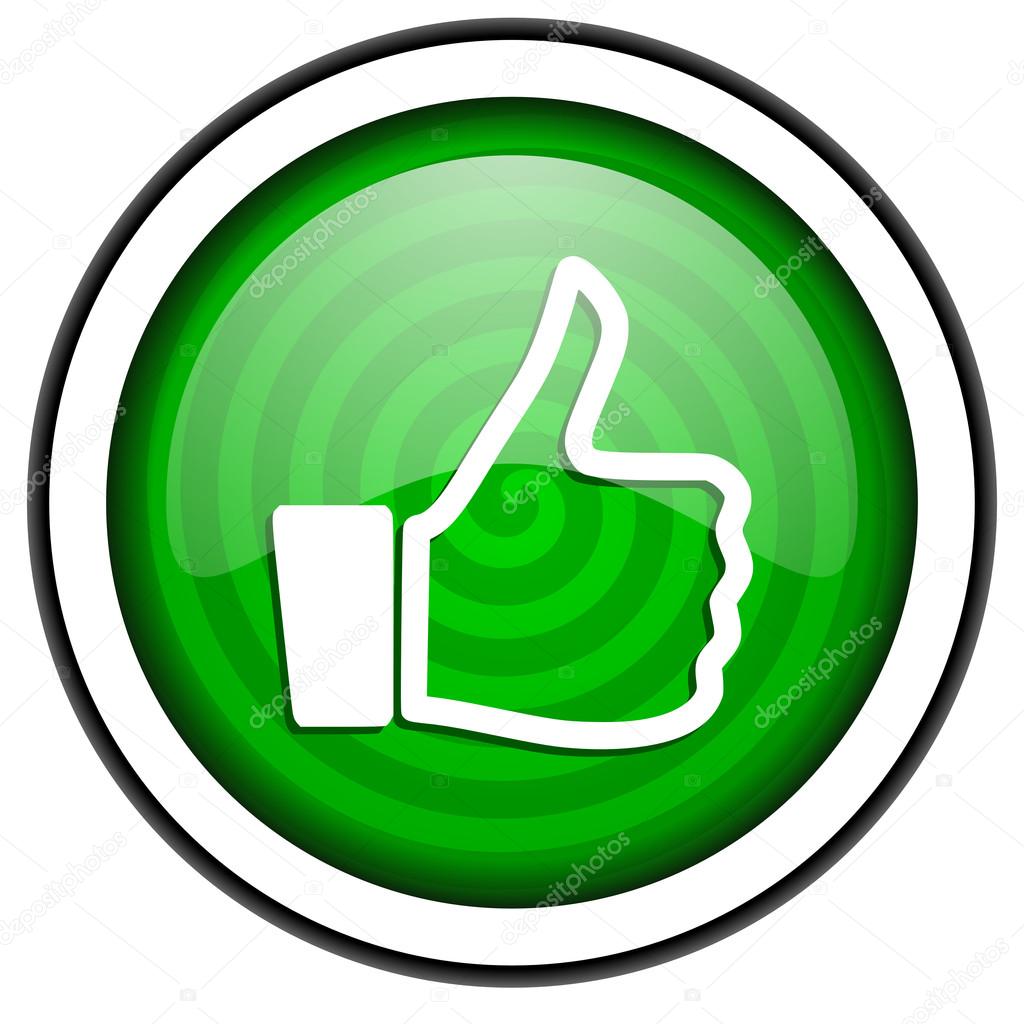 Le pouce vert icône glossy isolé sur fond blanc — Photographie ...