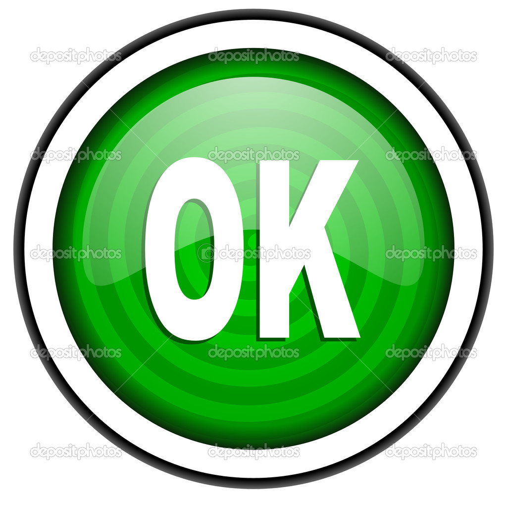 OK groen glanzende pictogram geïsoleerd op witte achtergrond ...