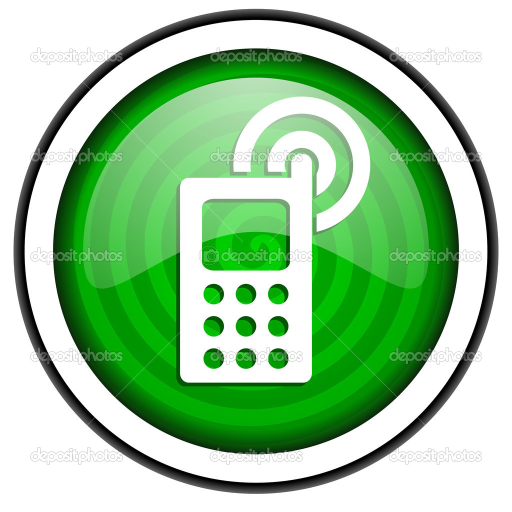 Teléfono móvil verde brillante icono aislado sobre fondo blanco — Fotos ...