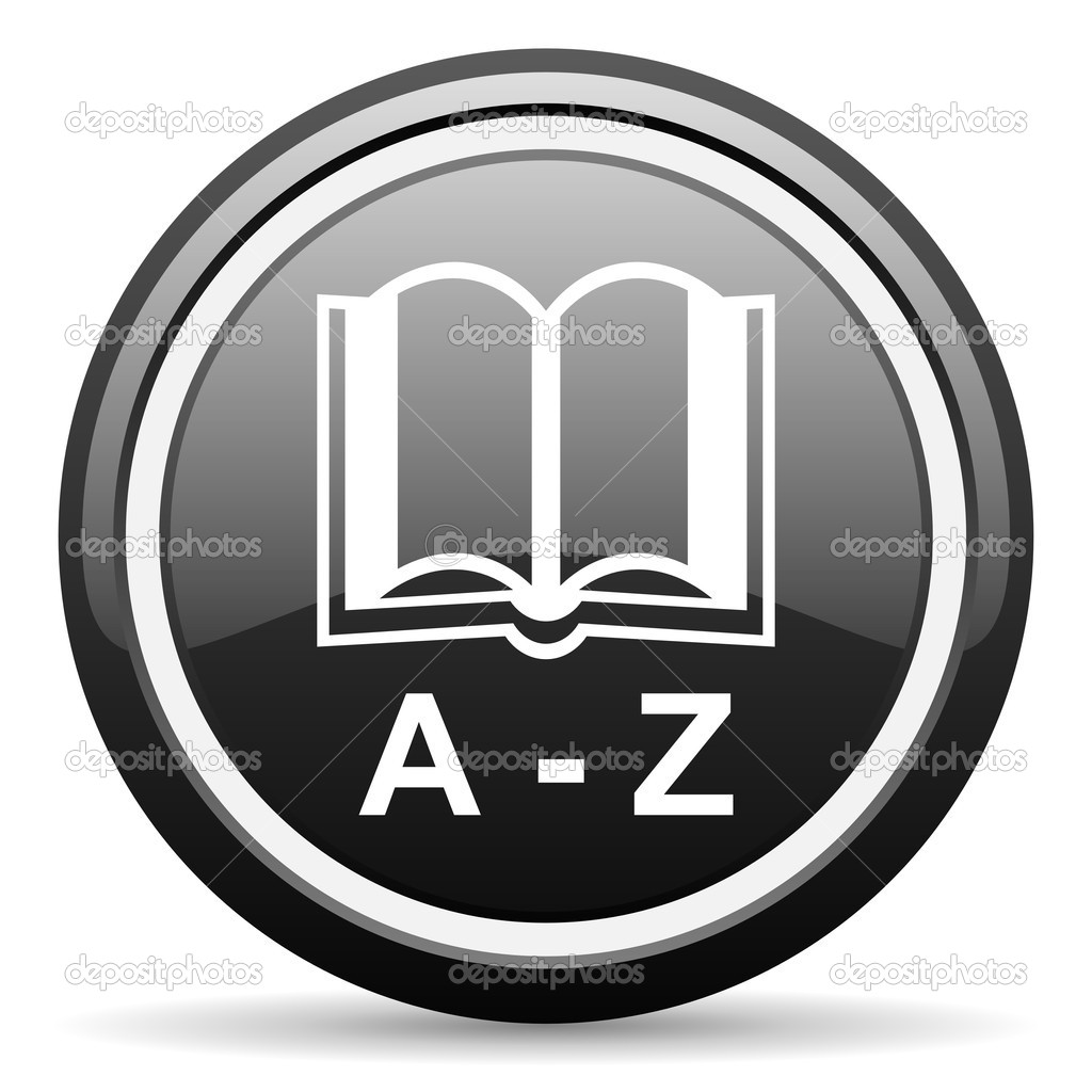 Dictionary black glossy icon on white background — Stock Photo ...