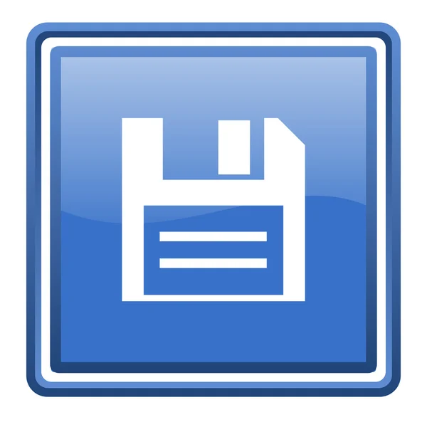 Save (floppy disk icon) glossy blue reflected square button — Stock ...