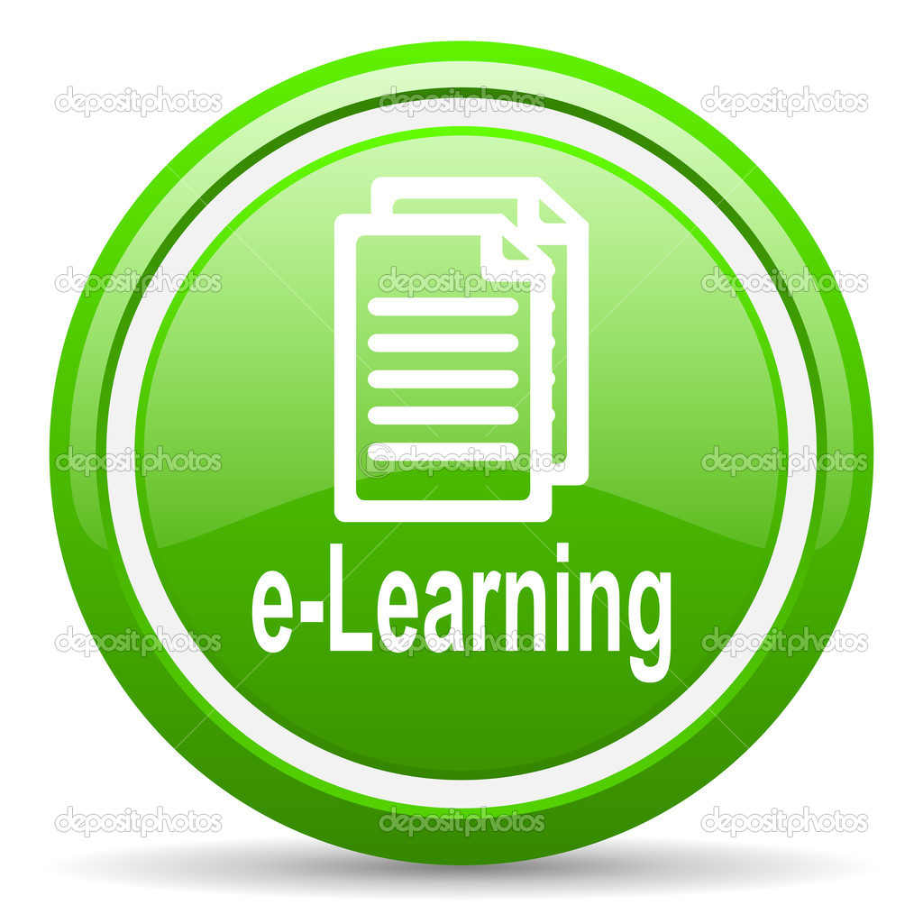 E-learning green glossy icon on white background — Stock Photo © alexwhite #18322863