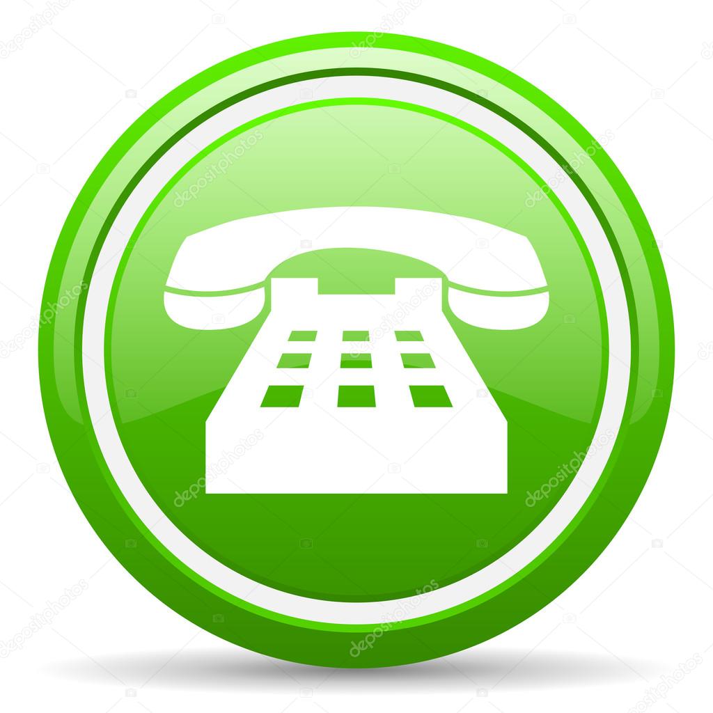 Icône de papier glacé téléphone vert sur fond blanc — Photographie ...